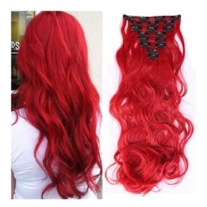 Accessories | Red Full Head Clip In Extension | Poshmark